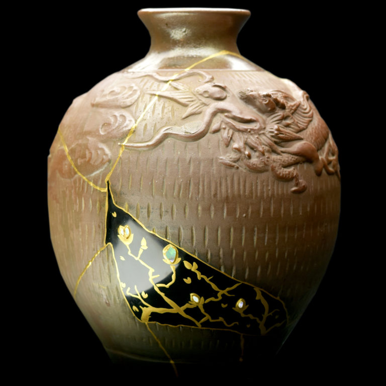 Kintsugi heart in bloom for sale - Pure Gold