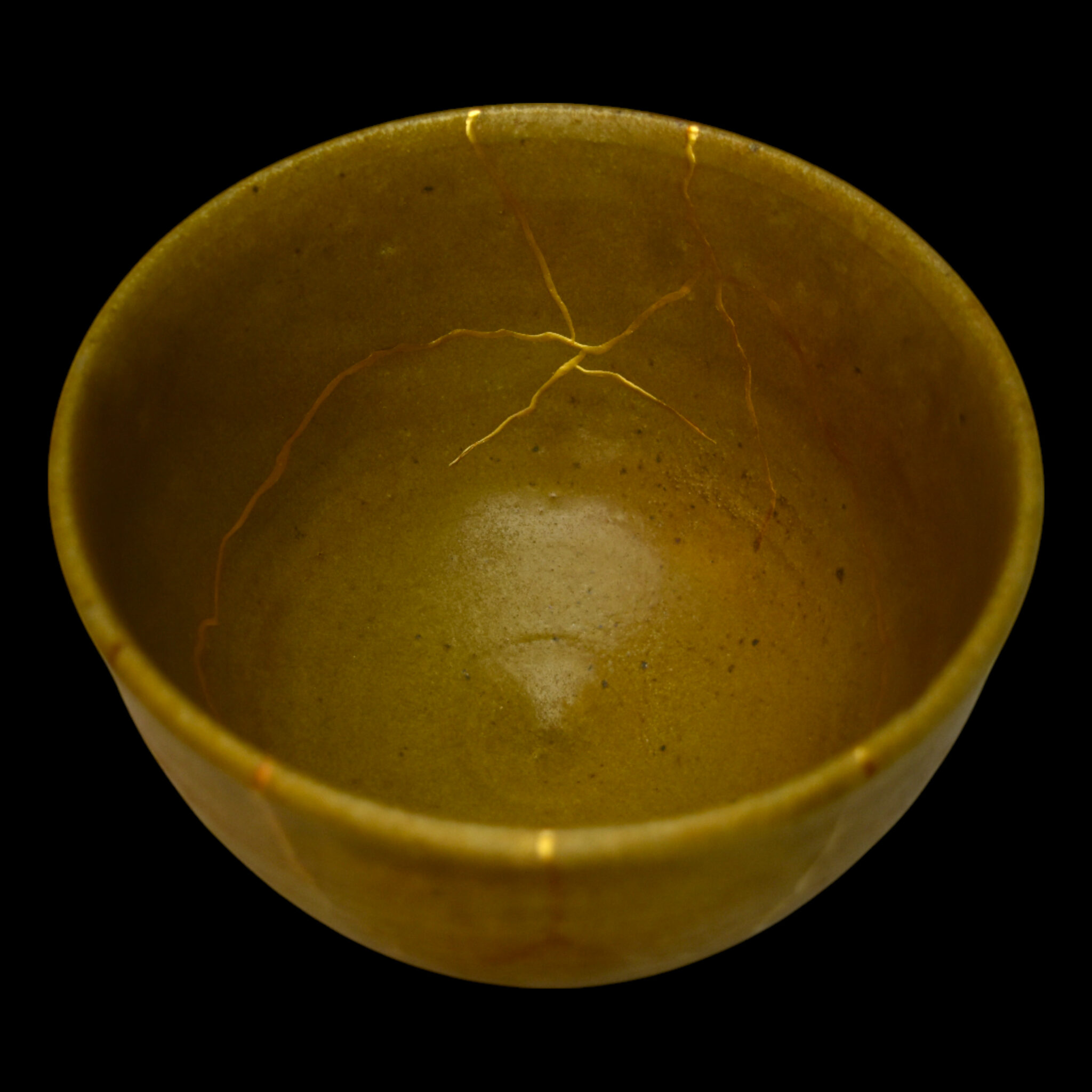 Kintsugi Celadon stoneware chawan - Pure Gold Kintsugi